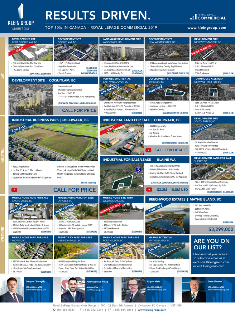 Western Investor Ad - June 2021 - Klein Commercial Real Estate Vancouver